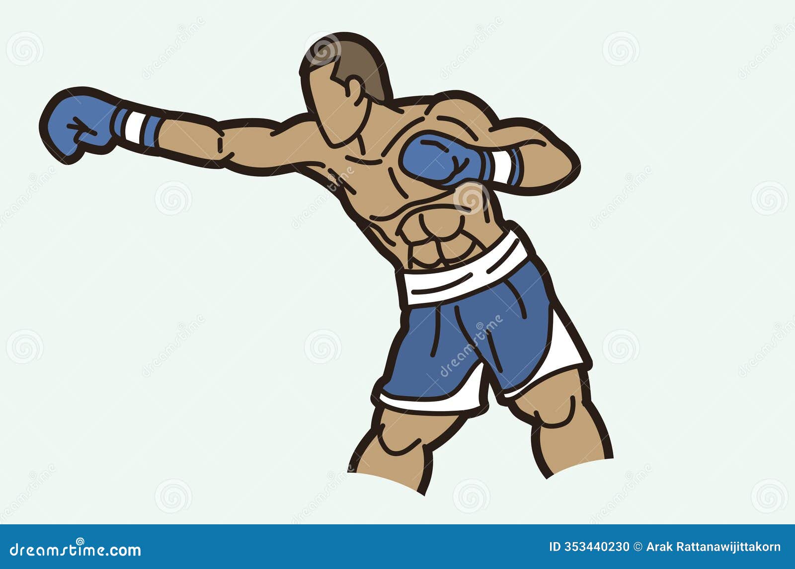 Boxing Sport Kickboxing Muay Thai Boxer Action Cartoon Graphic Stock ...
