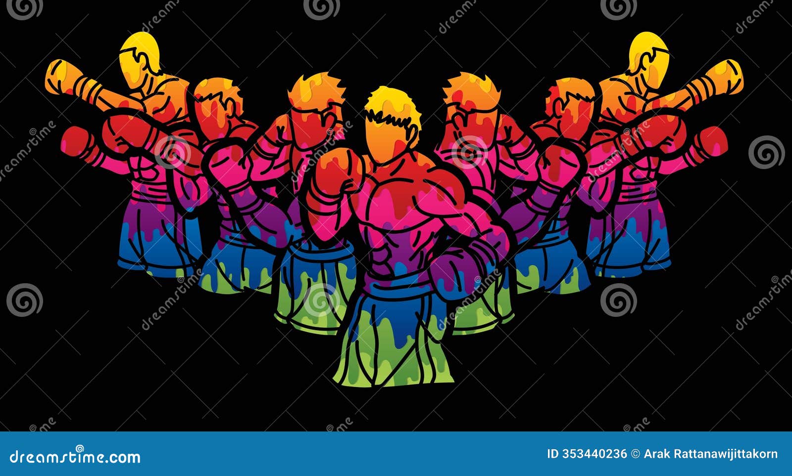 Boxer Boxing Boxing Circle Retro Vector Illustration | CartoonDealer ...