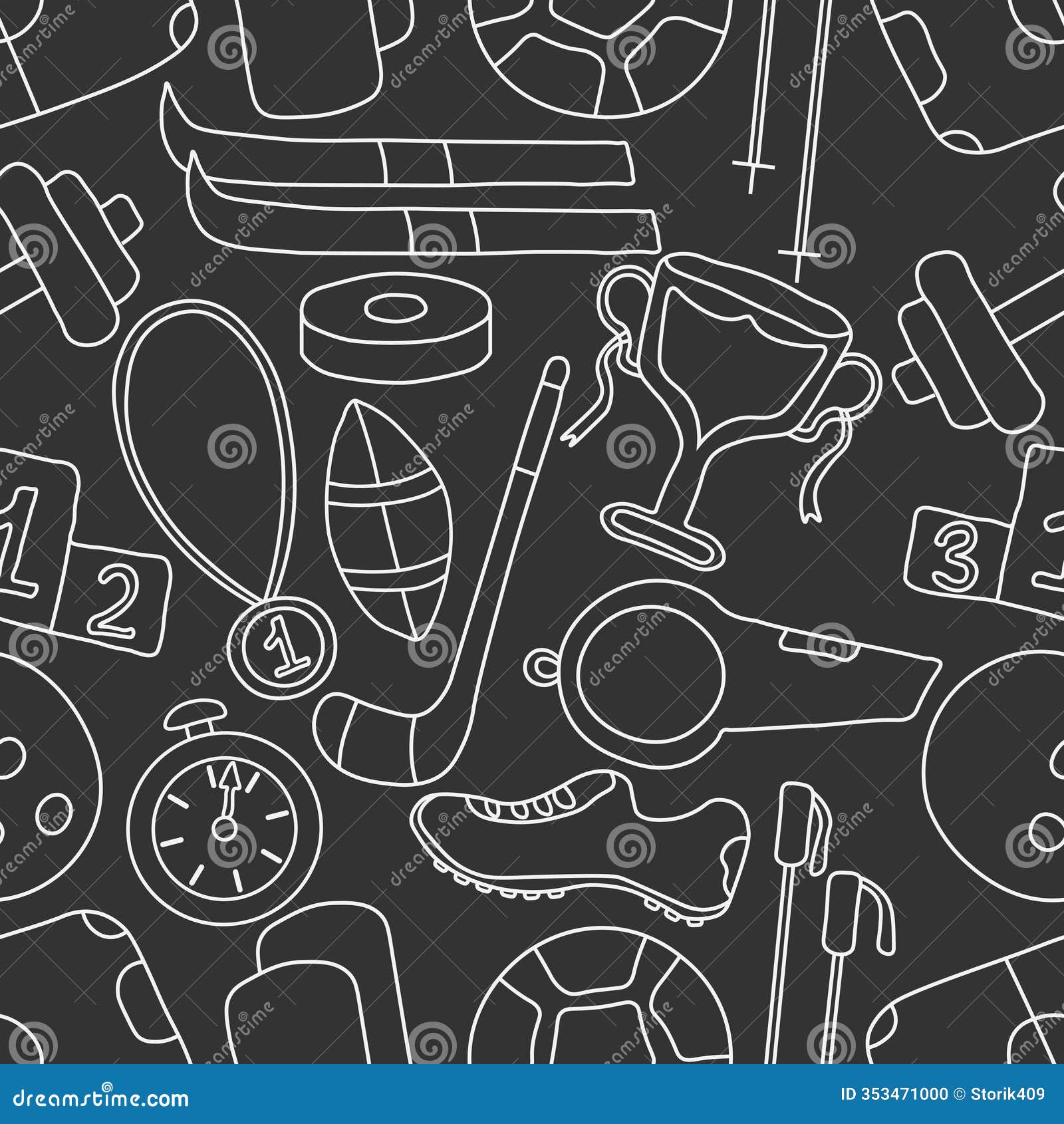 Vector Seamless Sport Pattern. Doodle Illustration with Sport ...