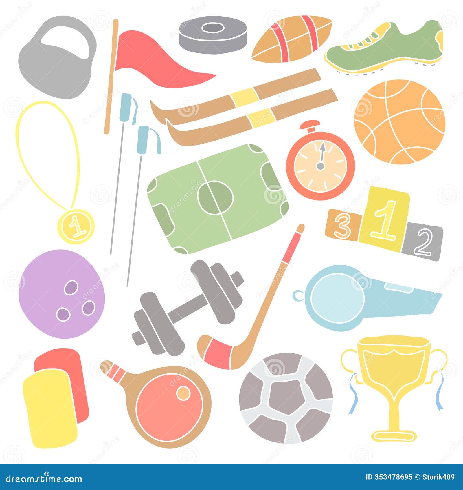 Sport Icons. Doodle Sport Illustration. Background with Sports Icons ...