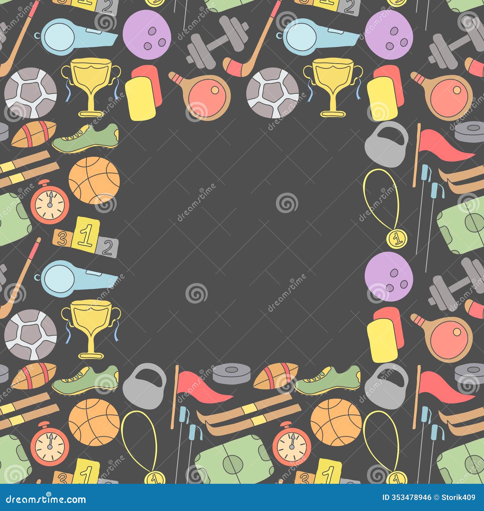 Sport Frame. Doodle Sport Illustration with Place for Text. Background ...