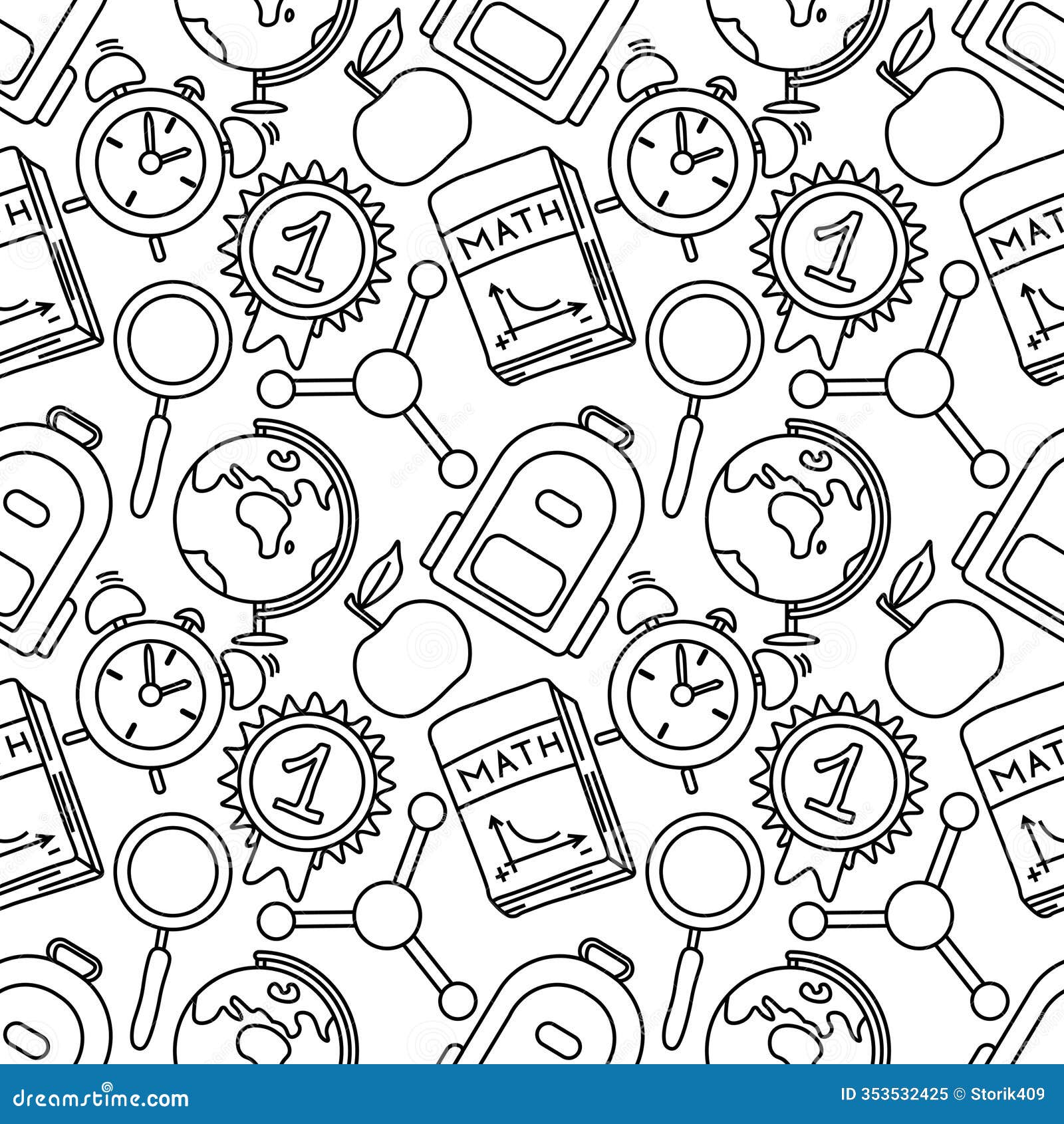 Seamless School Pattern. Hand Drawn Doodle School Background. Education ...