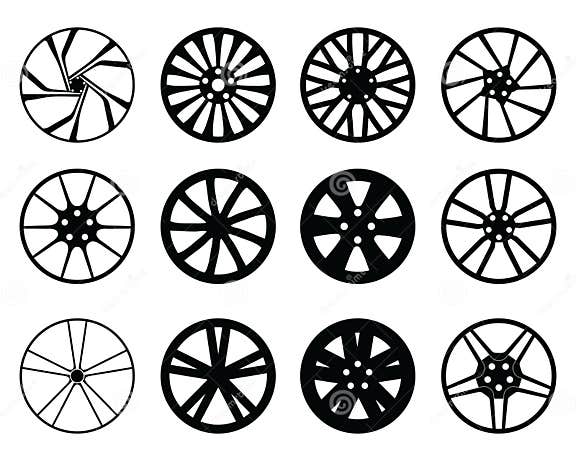 Car wheel rims icon set stock illustration. Illustration of flat ...