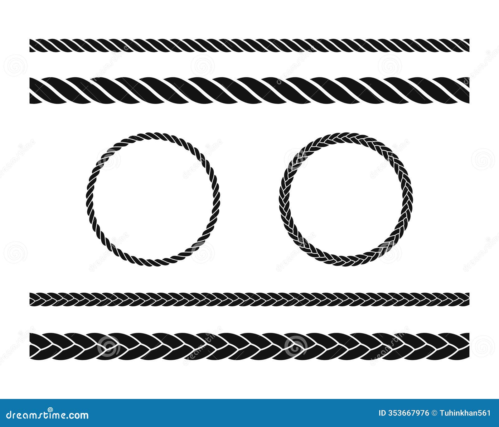 Set of Rope Icon. Round Rope Curve Vector Set. Straight Rope Vector ...
