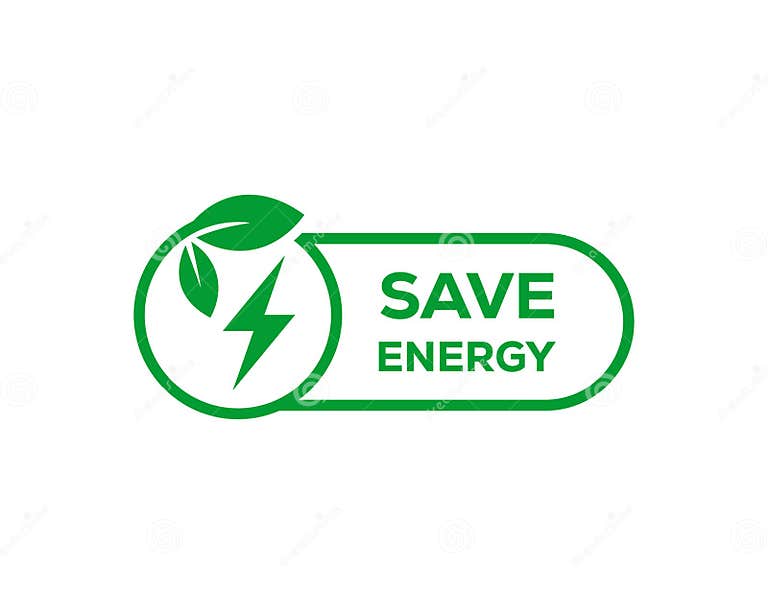 Save Energy Symbol. Energy Icon with Green Leaf. Energy Saving Symbol ...