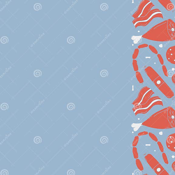 Meat Frame. Doodle Meat Background with Place for Text. Vector ...