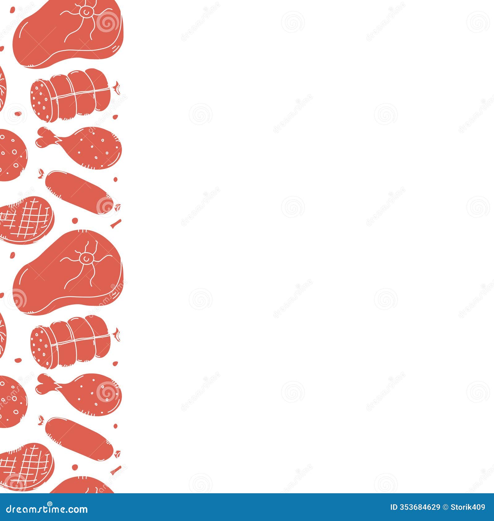 Meat Frame. Doodle Meat Background with Place for Text. Vector ...