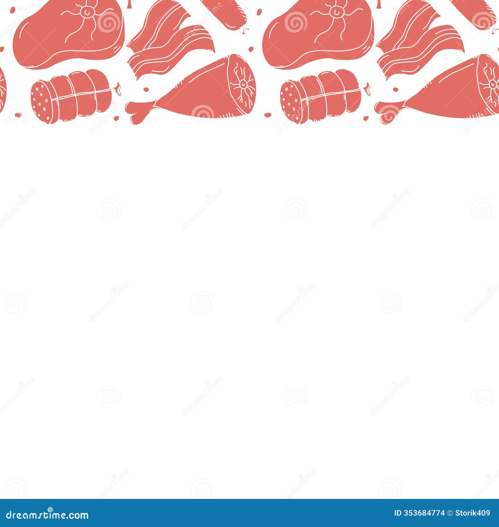 Meat Frame. Doodle Meat Background with Place for Text. Vector ...