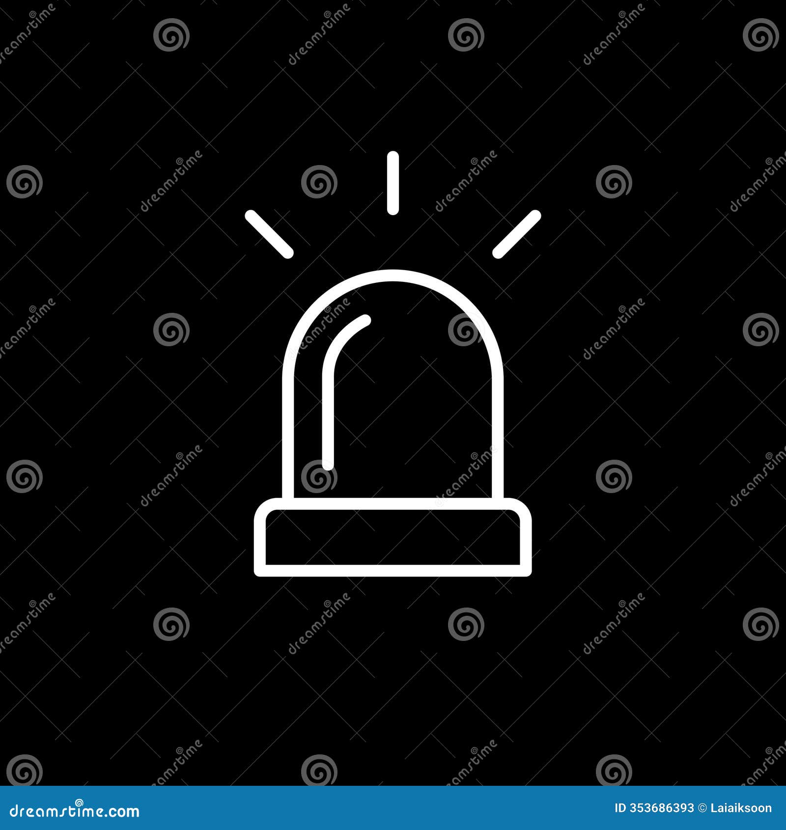 Alarm Flasher Siren Line Icon Isolated on Black Background. Emergency ...