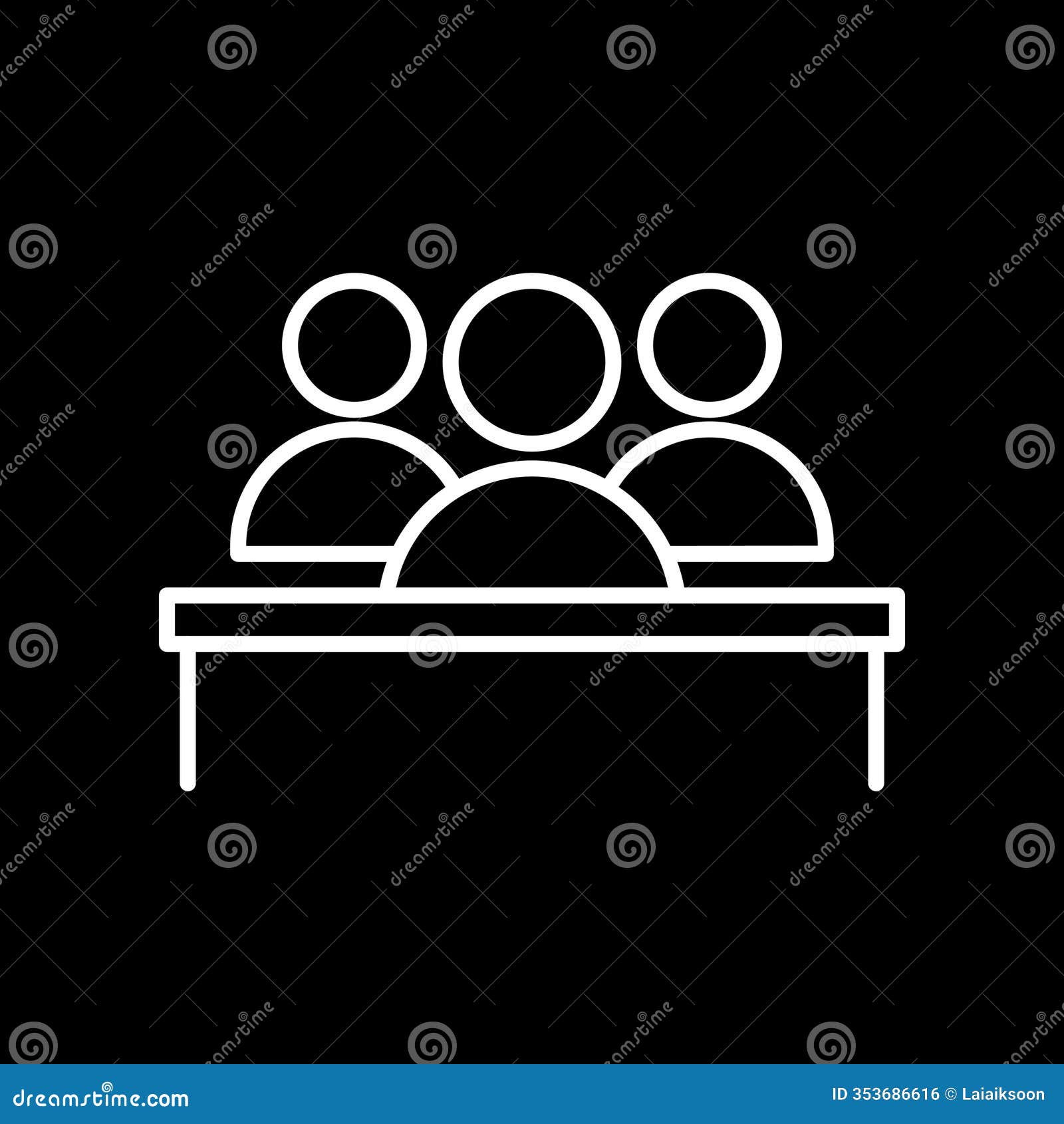 Jury Group Committee Line Icon, People Jury Icon Isolated on Black ...