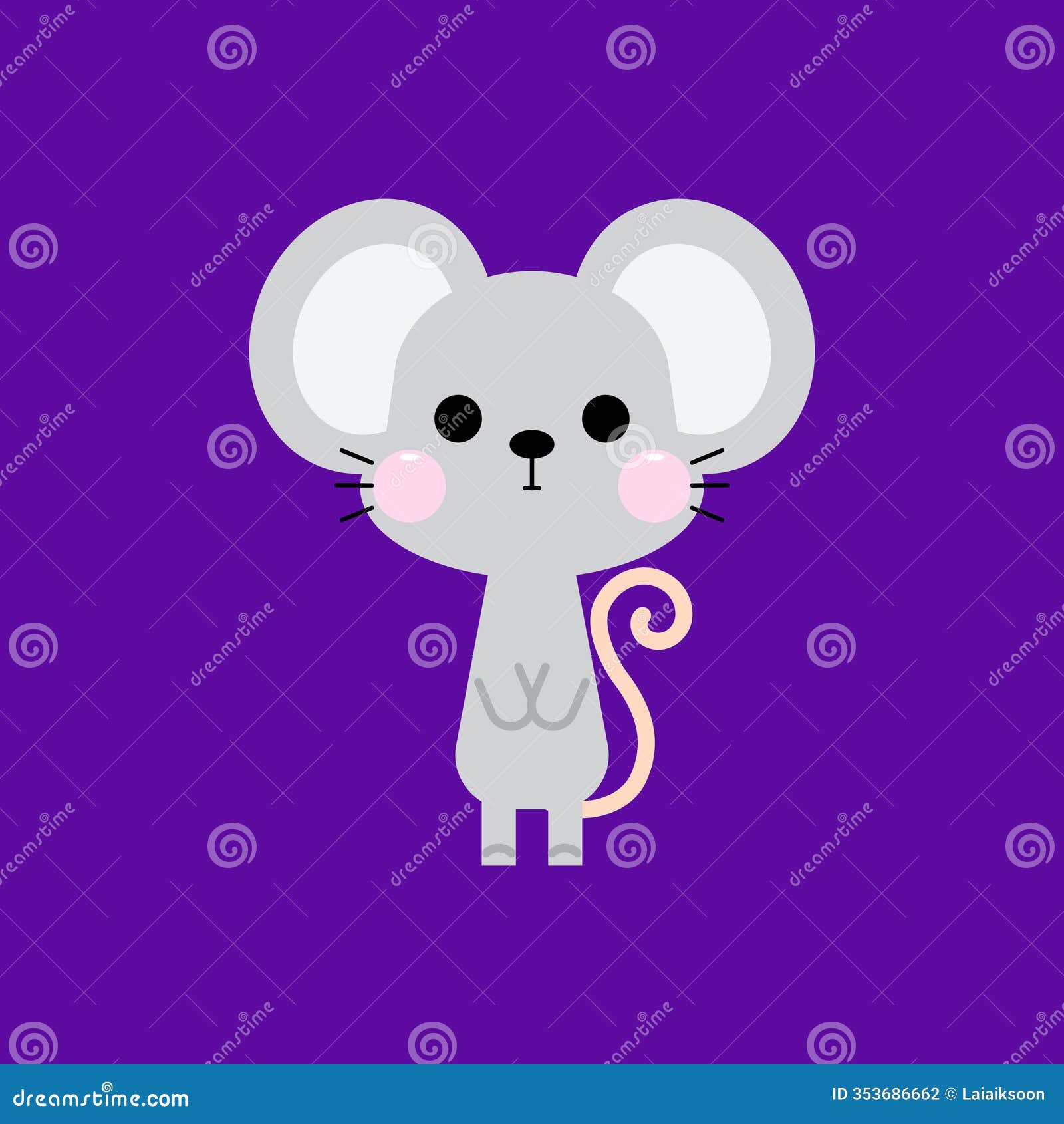 Cute Little Mouse with Big Ears Standing. Mice Character in Cartoon ...