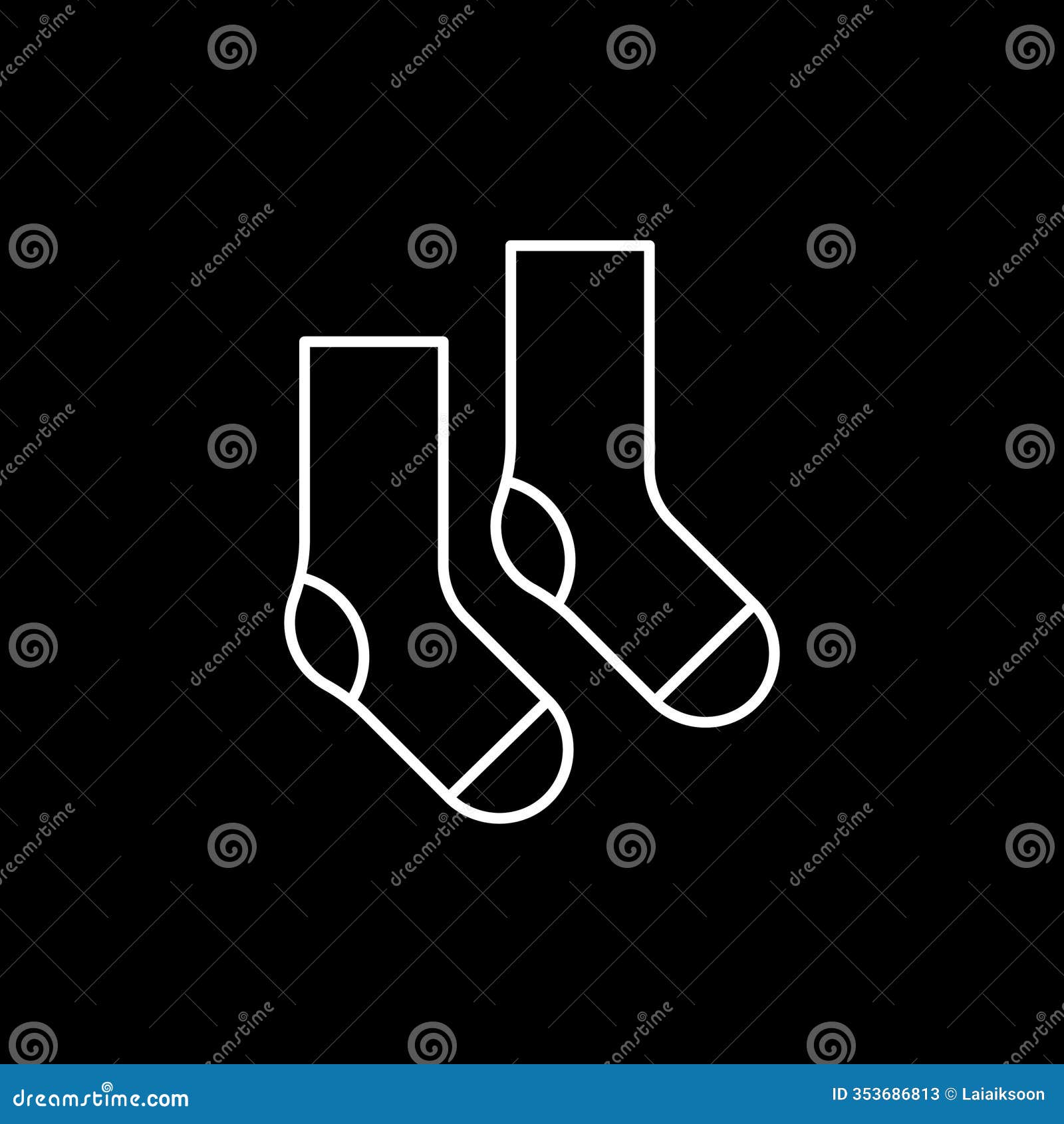 Socks Line Icon Isolated on Black Background. Stock Vector ...