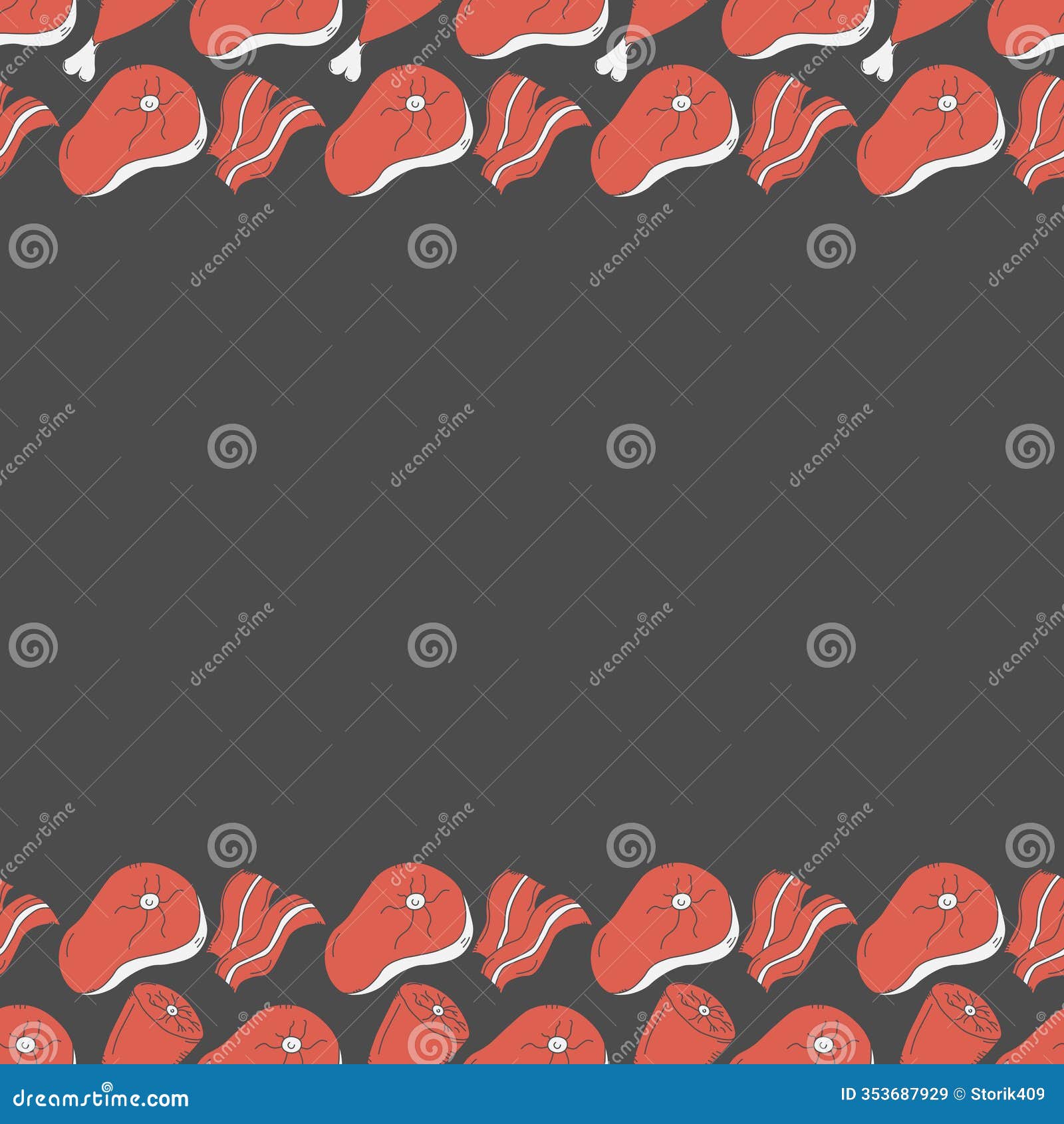 Meat Frame. Doodle Meat Background with Place for Text. Vector ...