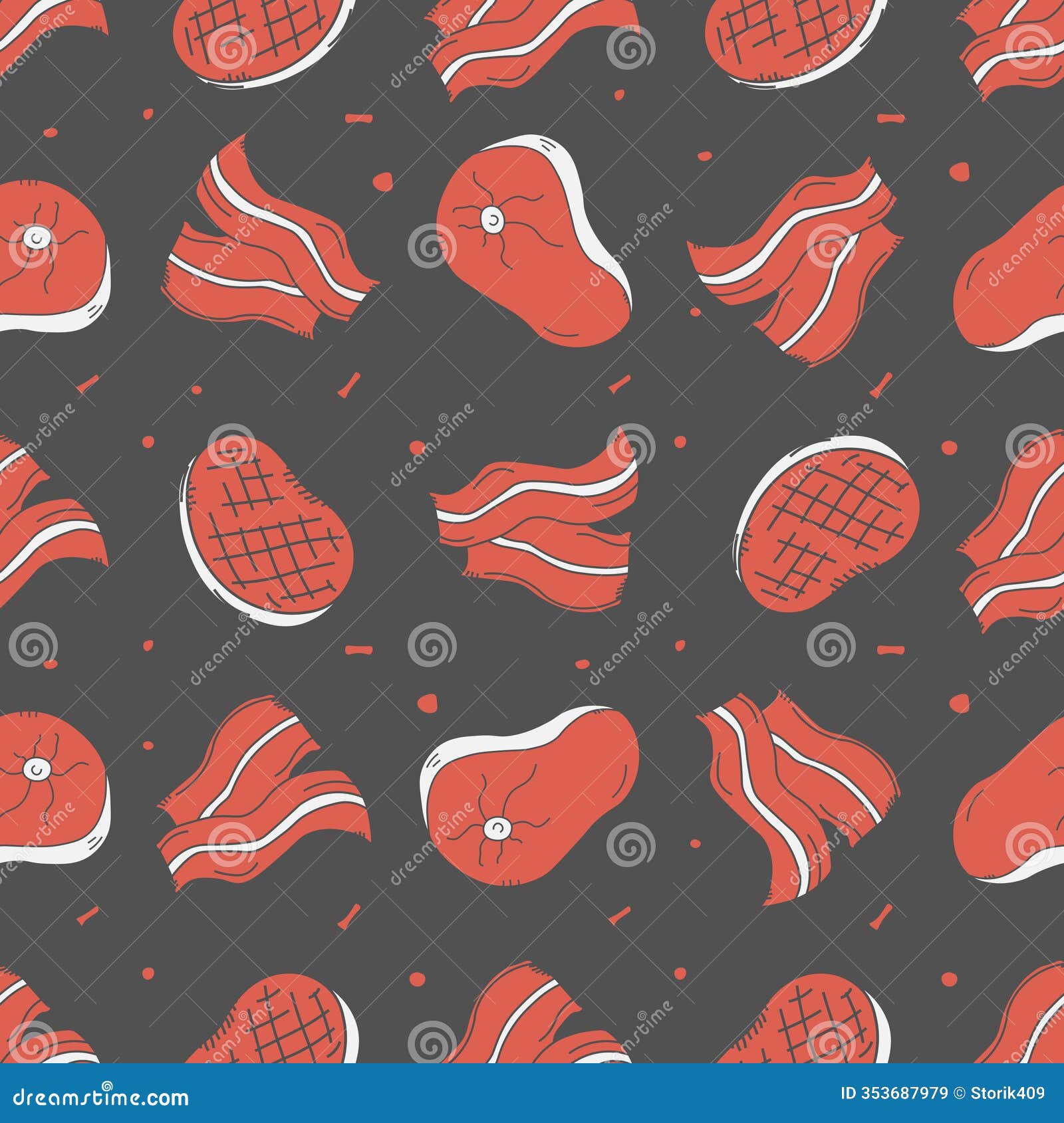 Seamless Meat Pattern. Doodle Meat Background. Illustration with Meat ...