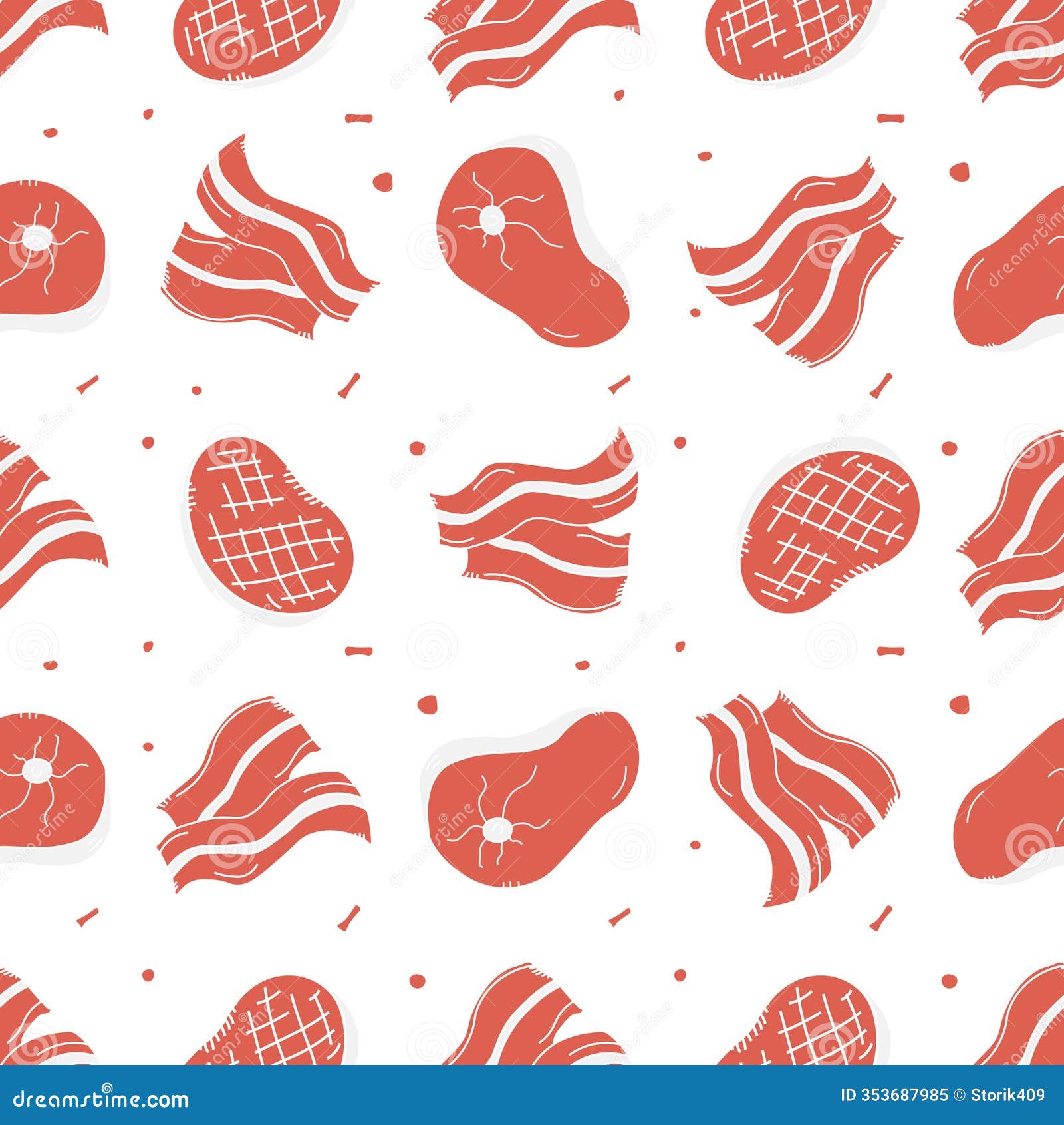 Seamless Meat Pattern. Doodle Meat Background. Illustration with Meat ...