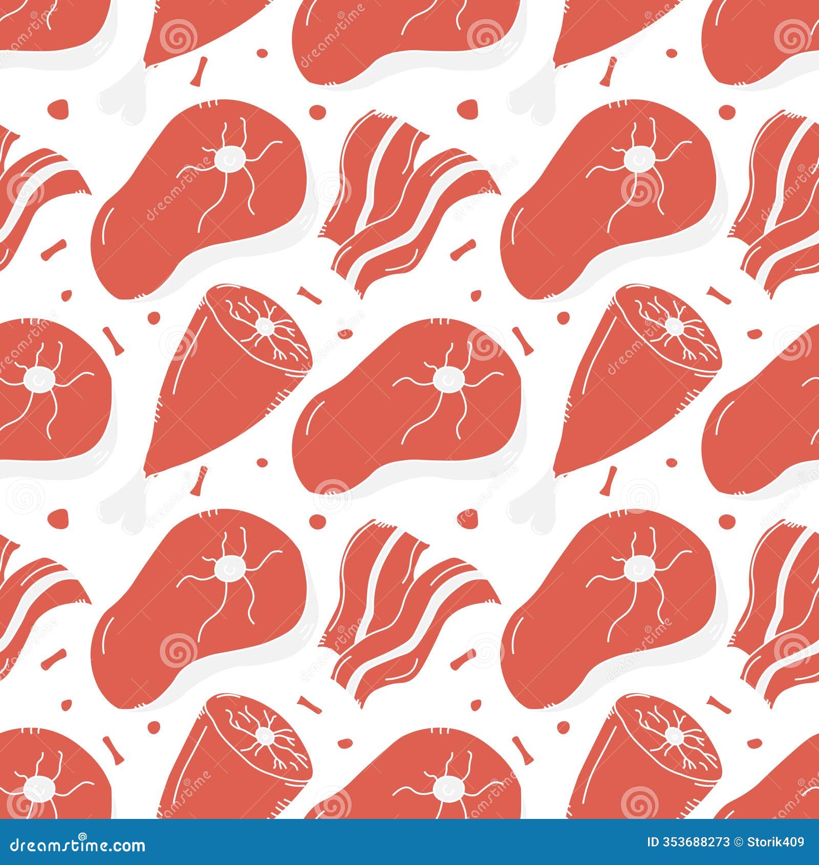 Seamless Meat Pattern. Doodle Meat Background. Illustration with Meat ...