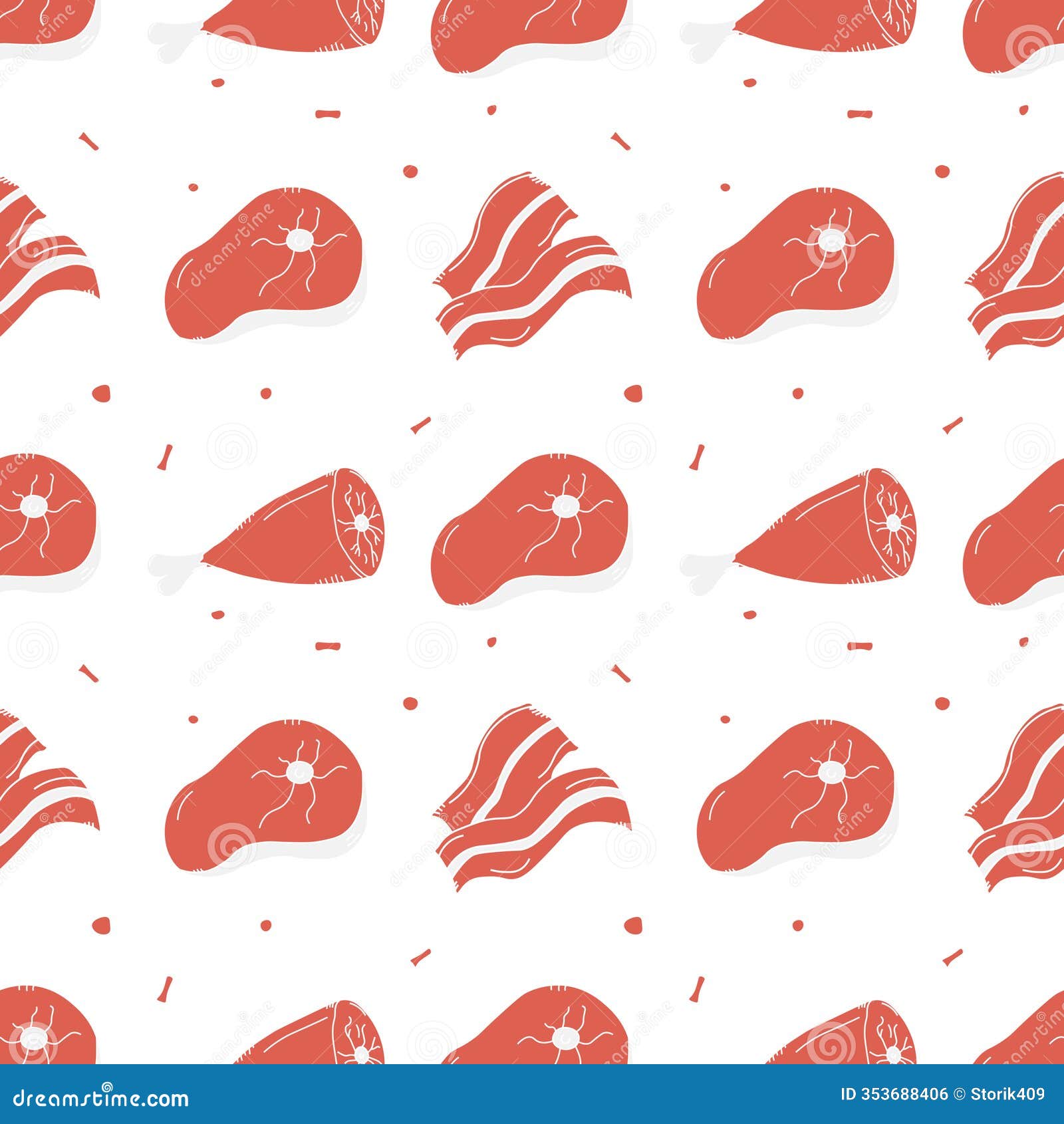 Seamless Meat Pattern. Doodle Meat Background. Illustration with Meat ...