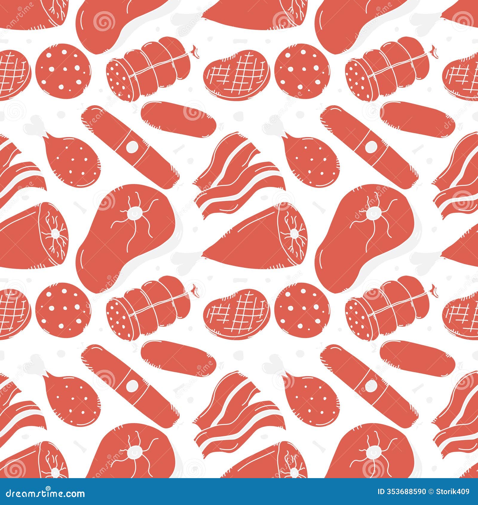 Seamless Meat Pattern. Doodle Meat Background. Illustration with Meat ...