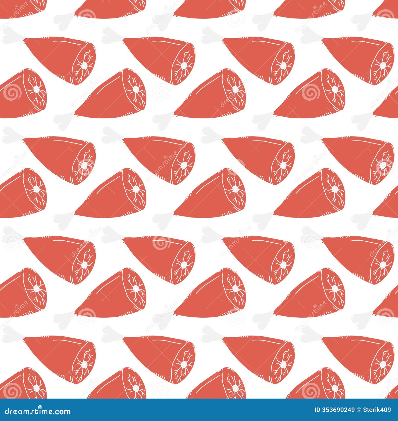 Seamless Ham Pattern. Hand Drawn Meat Background Stock Illustration ...