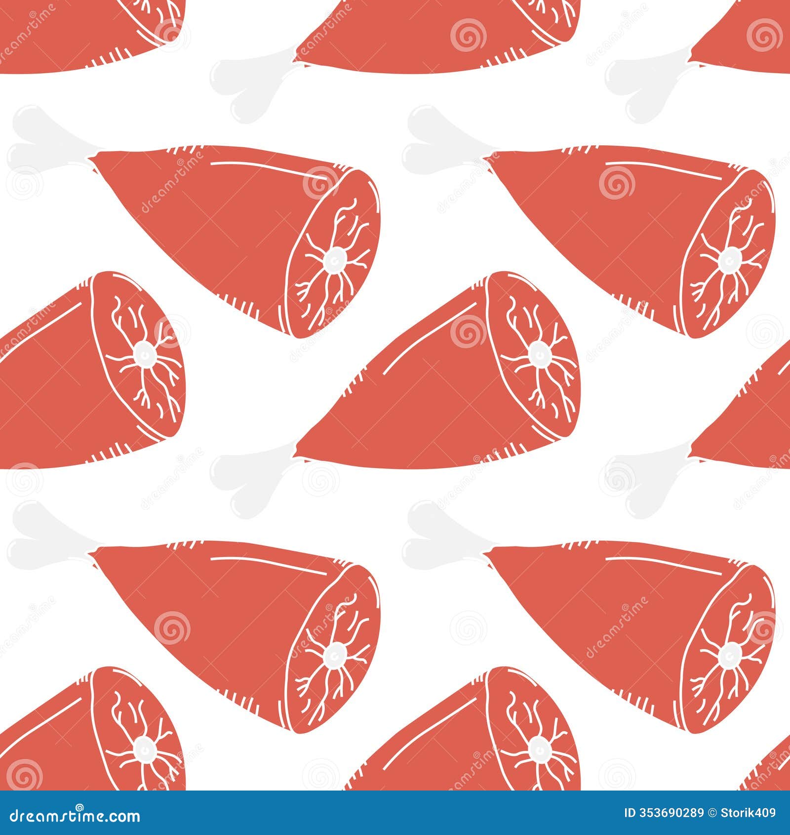 Seamless Ham Pattern. Hand Drawn Meat Background Stock Illustration ...