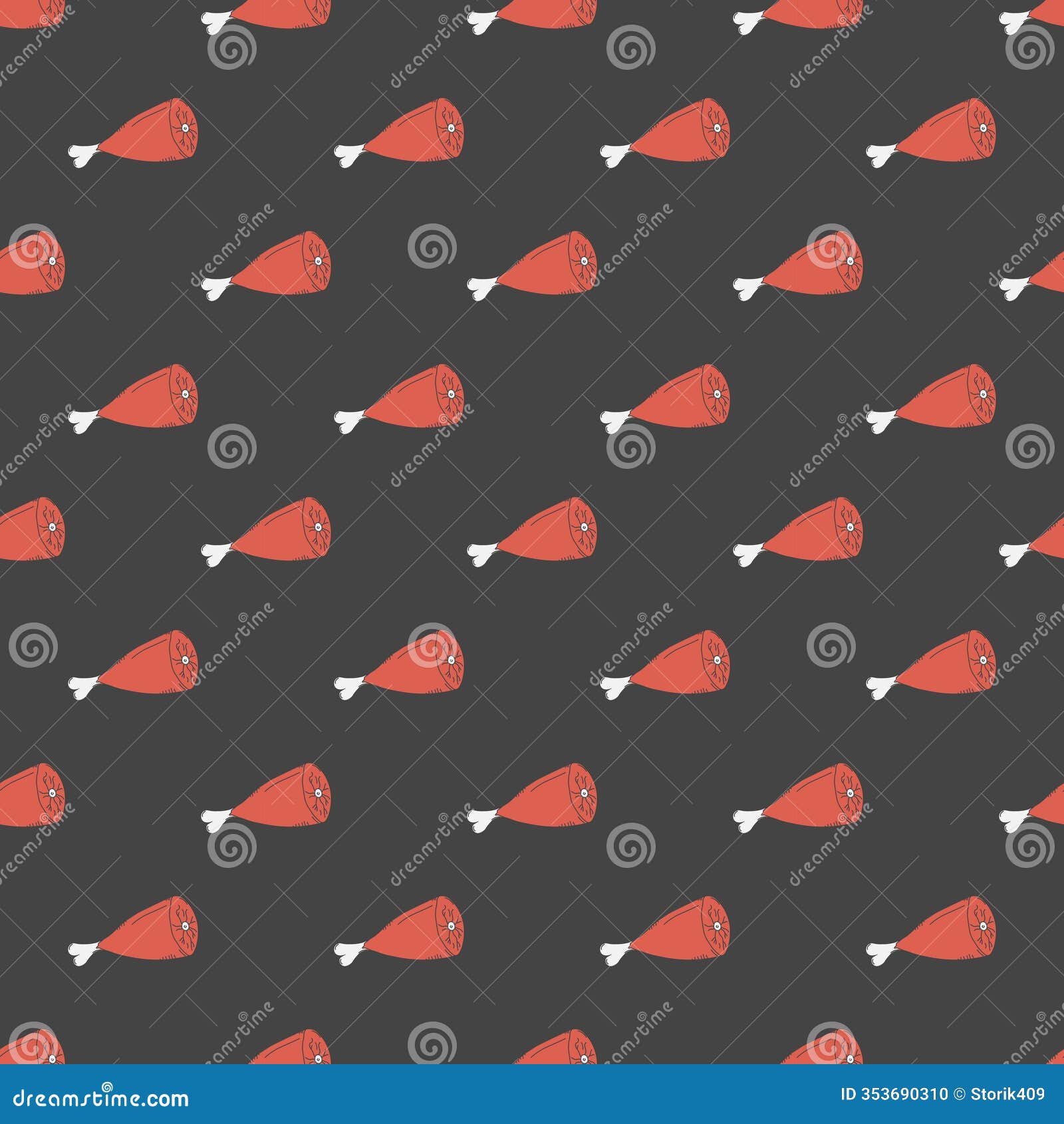 Seamless Ham Pattern. Hand Drawn Meat Background Stock Illustration ...