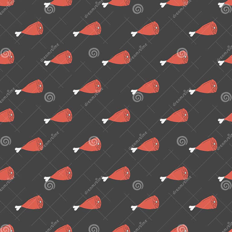 Seamless Ham Pattern. Hand Drawn Meat Background Stock Illustration - Illustration of kitchen ...