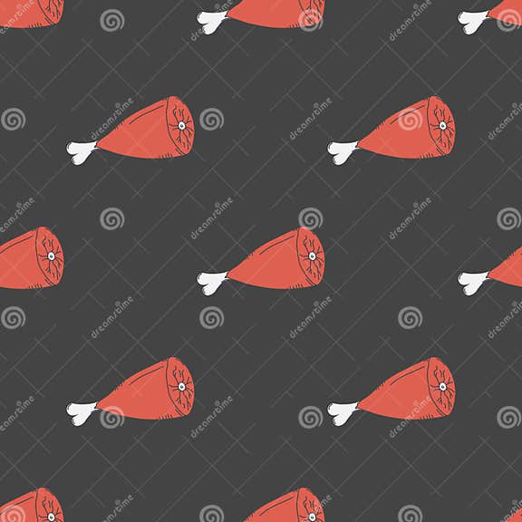 Seamless Ham Pattern. Hand Drawn Meat Background Stock Illustration ...