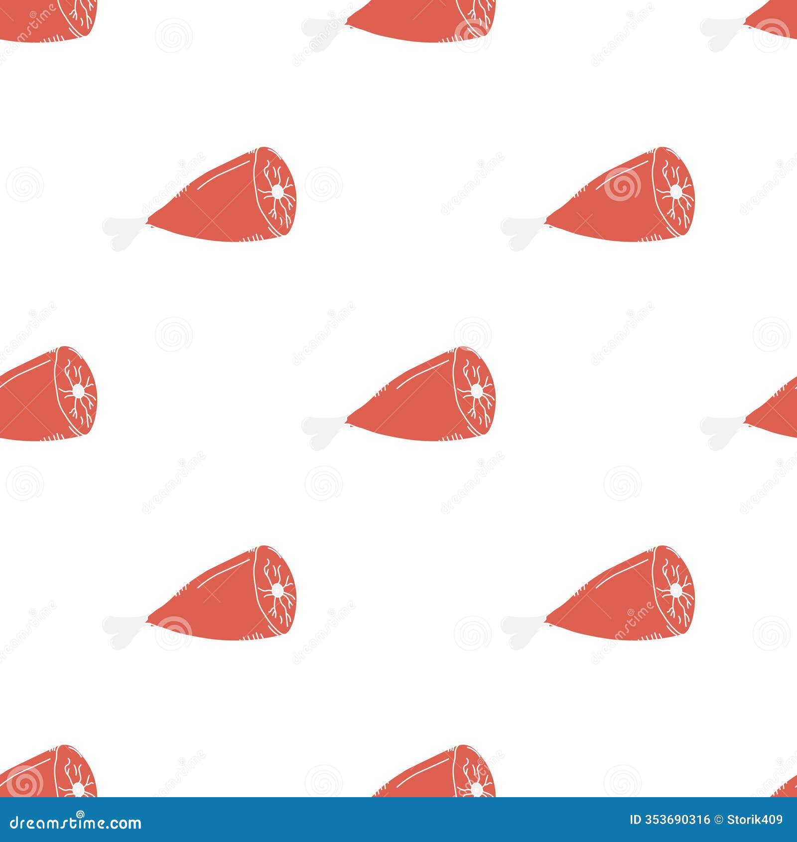 Seamless Ham Pattern. Hand Drawn Meat Background Stock Illustration ...