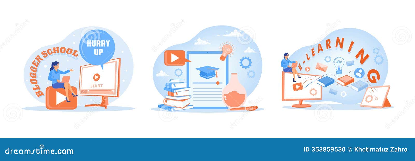 The E-learning Concept is Illustrated with an Online Education System ...