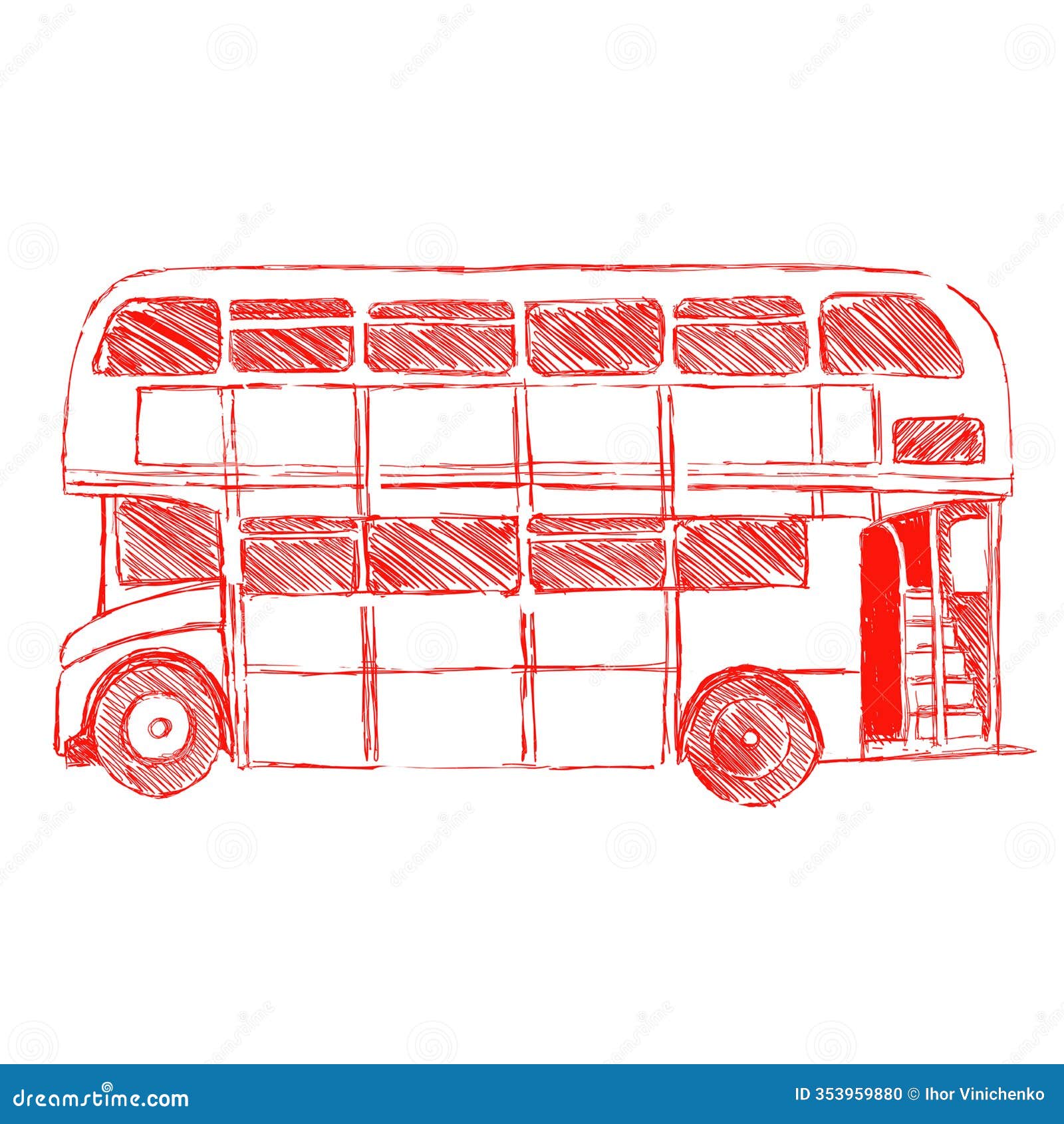 British Red, Double-decker Bus. Sketch with Simple Lines Stock Vector ...