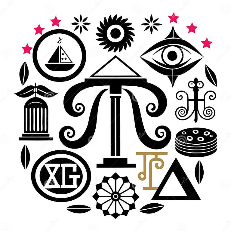 Greek Signs and Symbols Tattoo Different Greek Letter Stock ...