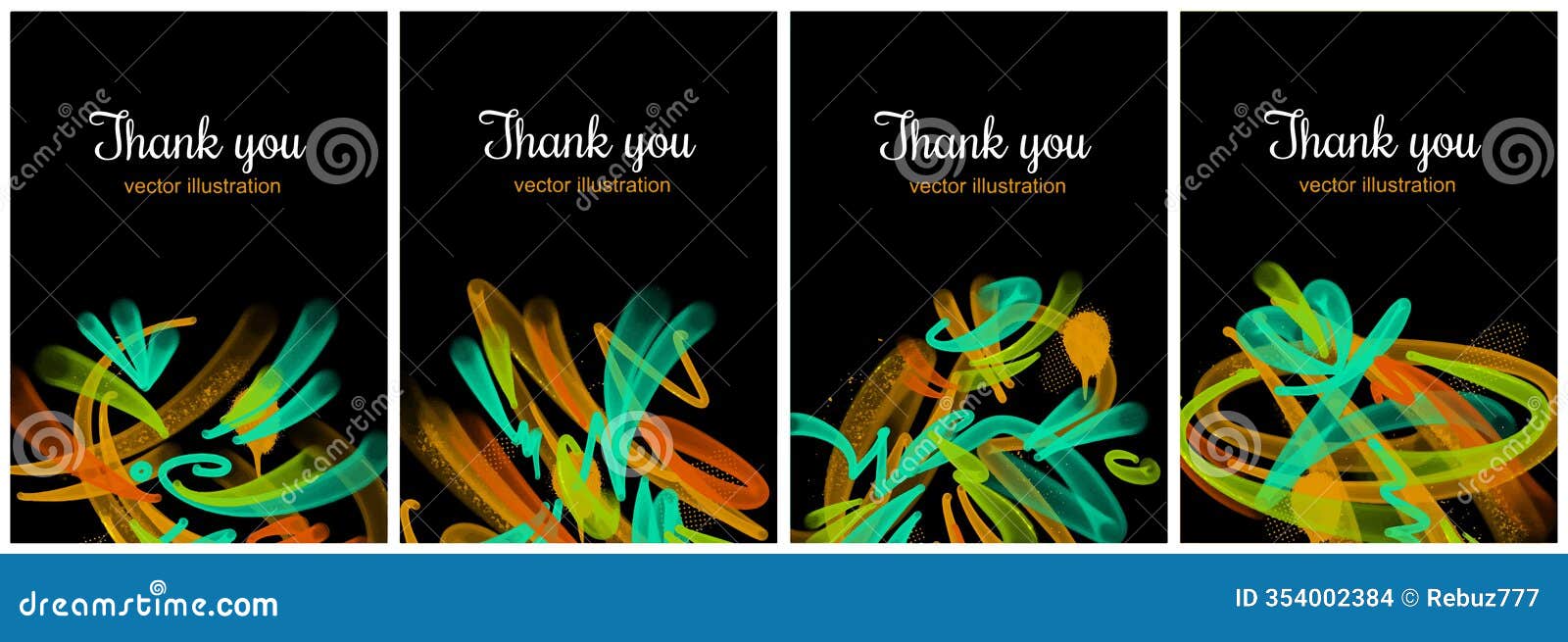 Set of Abstract Graffiti Cards, Vector Colorful Illustration ...