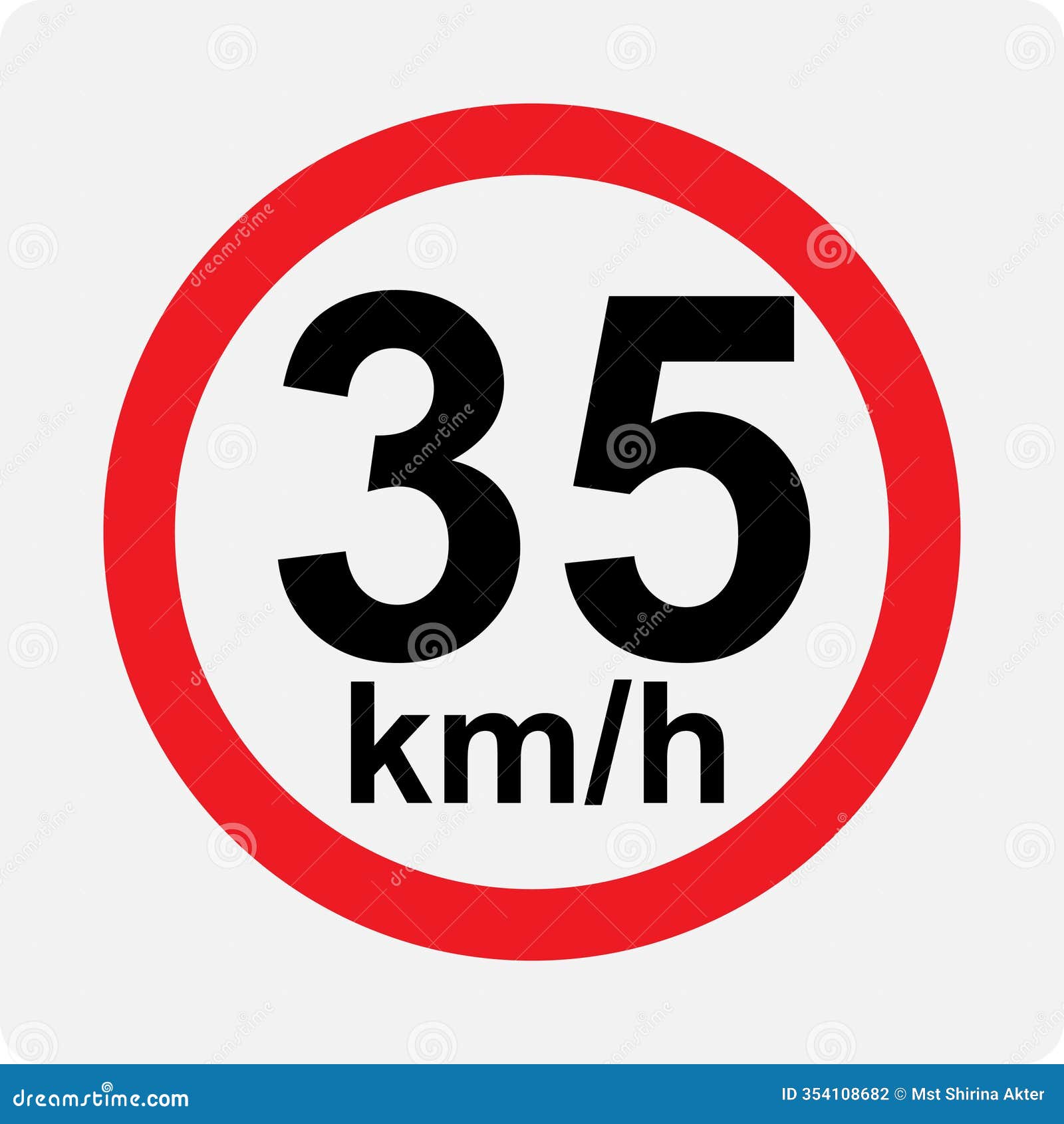 Speed Limit 35 Kmh Signage Vector Illustration Stock Illustration ...