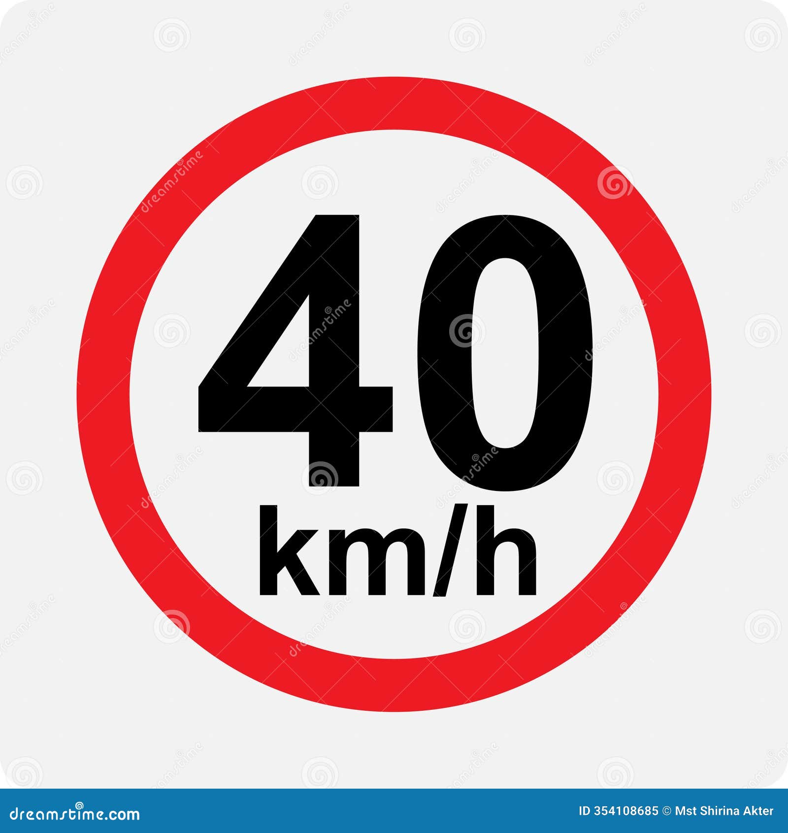 Speed Limit 40 Kmh Signage Vector Illustration Stock Illustration ...