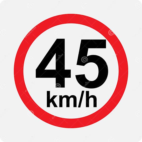 Speed Limit 45 Kmh Signage Vector Illustration Stock Illustration ...
