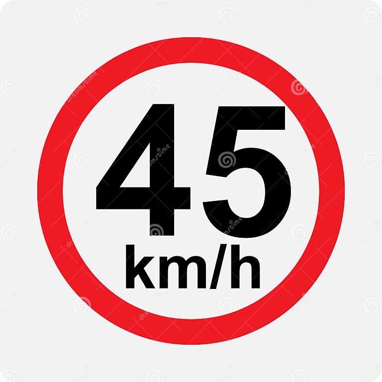 Speed Limit 45 Kmh Signage Vector Illustration Stock Illustration ...