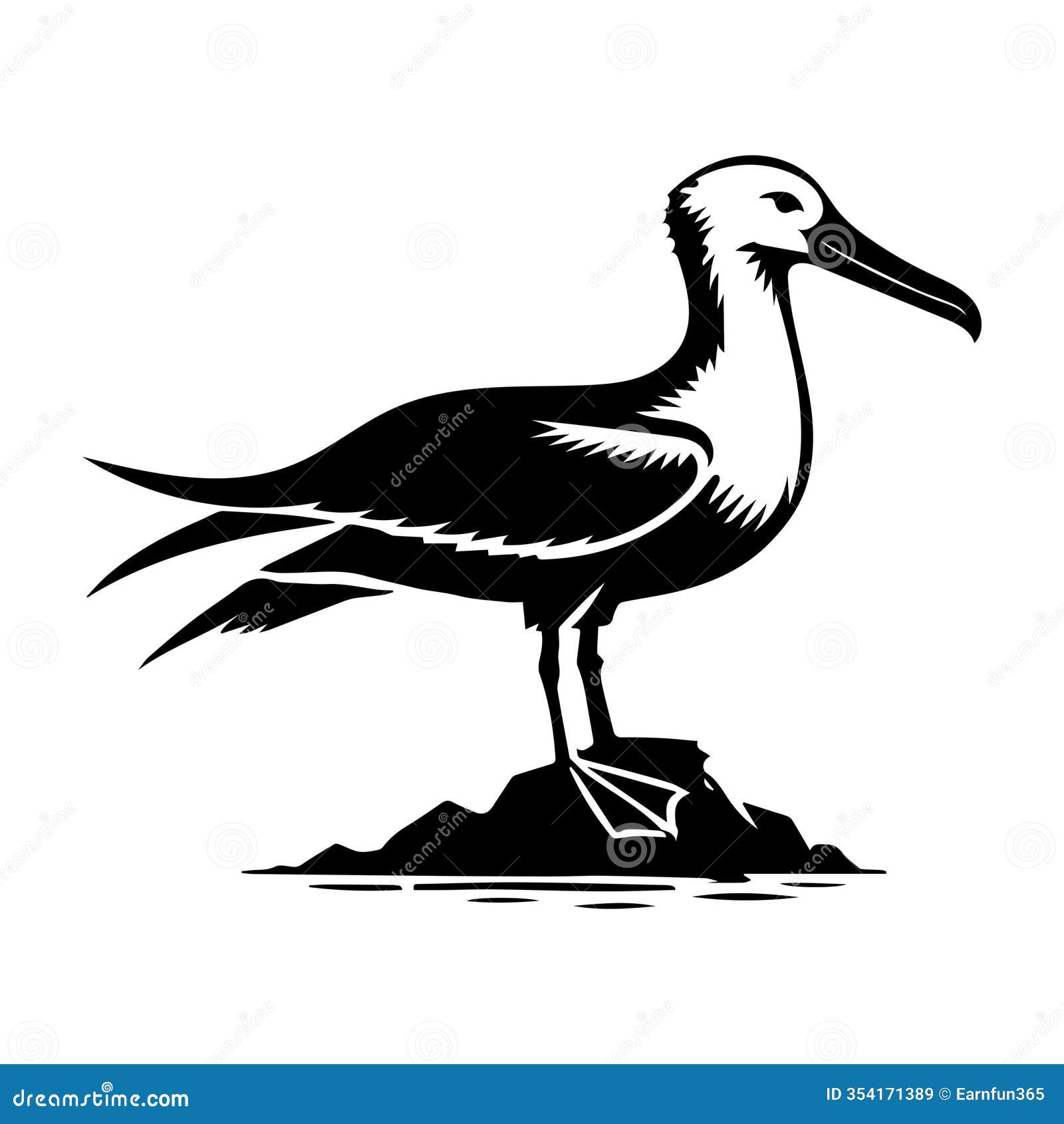 Flying Albatross Vector. Black And White Seabird Illustration On White ...