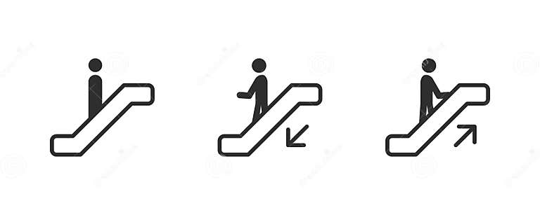 Escalator Icon Set. Escalator Pictogram. Escalator Signs Set Stock ...
