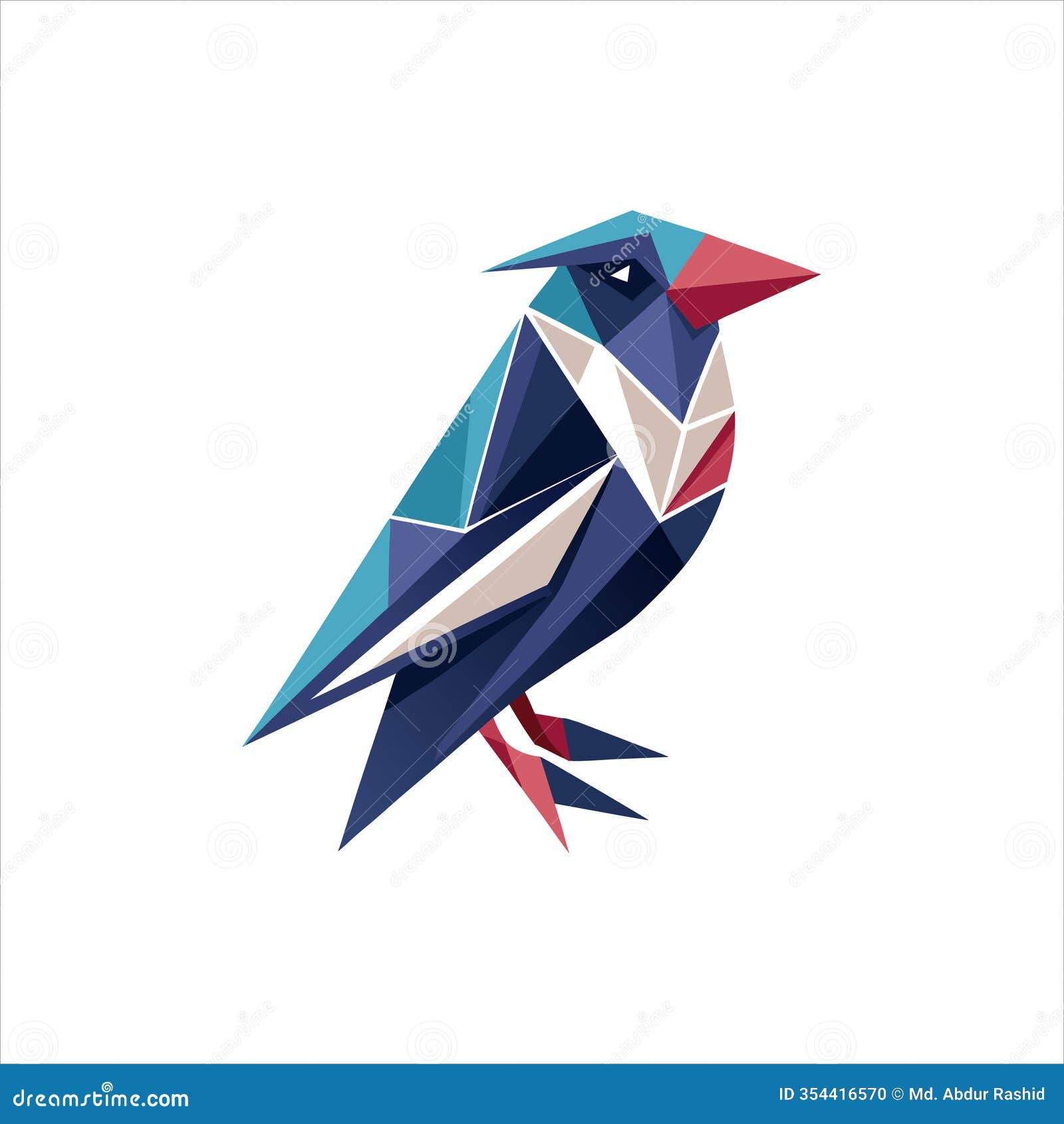 Modern Bird Icon with Geometric Shapes and Sharp Edges Stock ...
