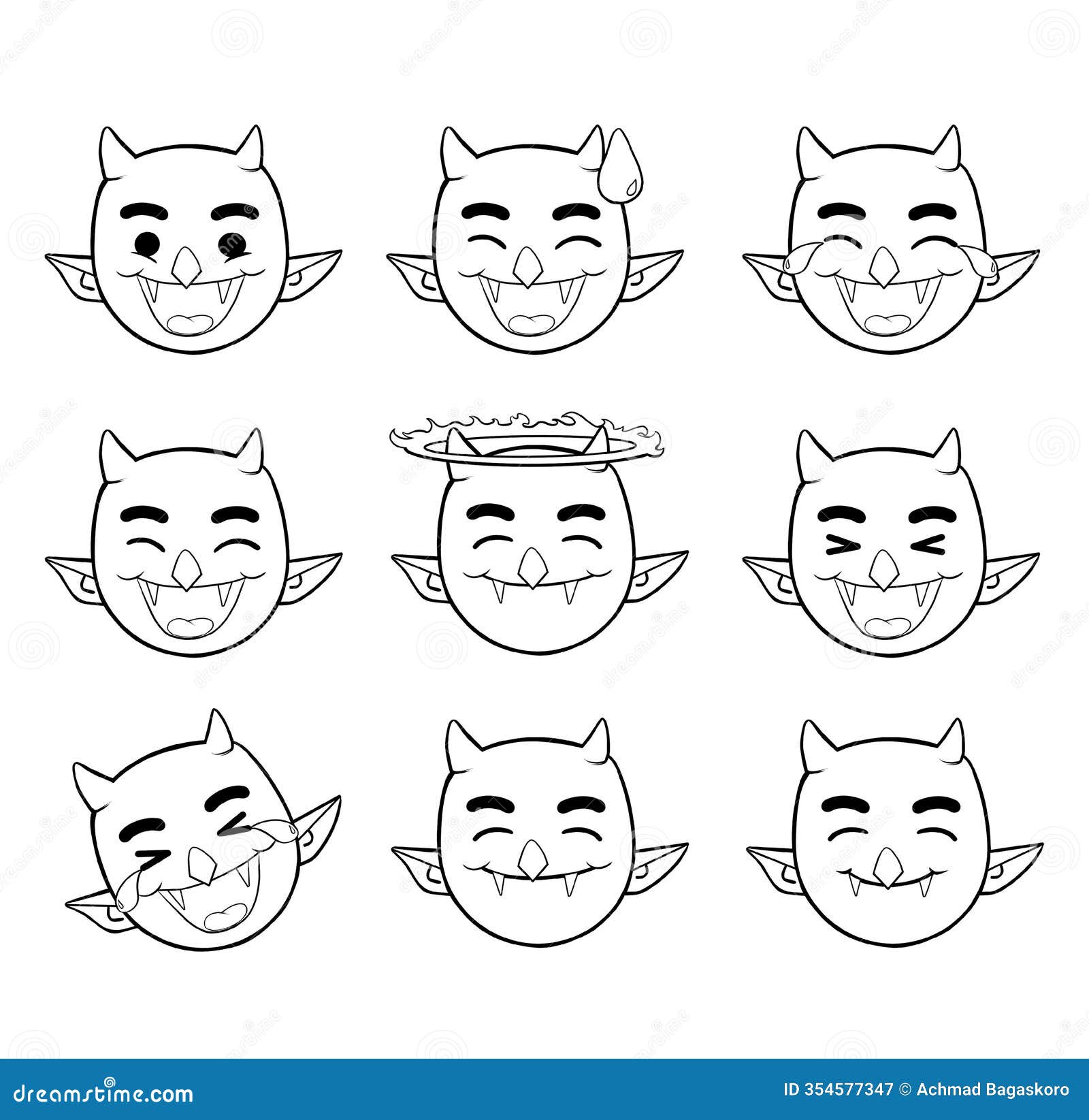 Various Expressions of Funny Faced Devils Stock Vector - Illustration ...