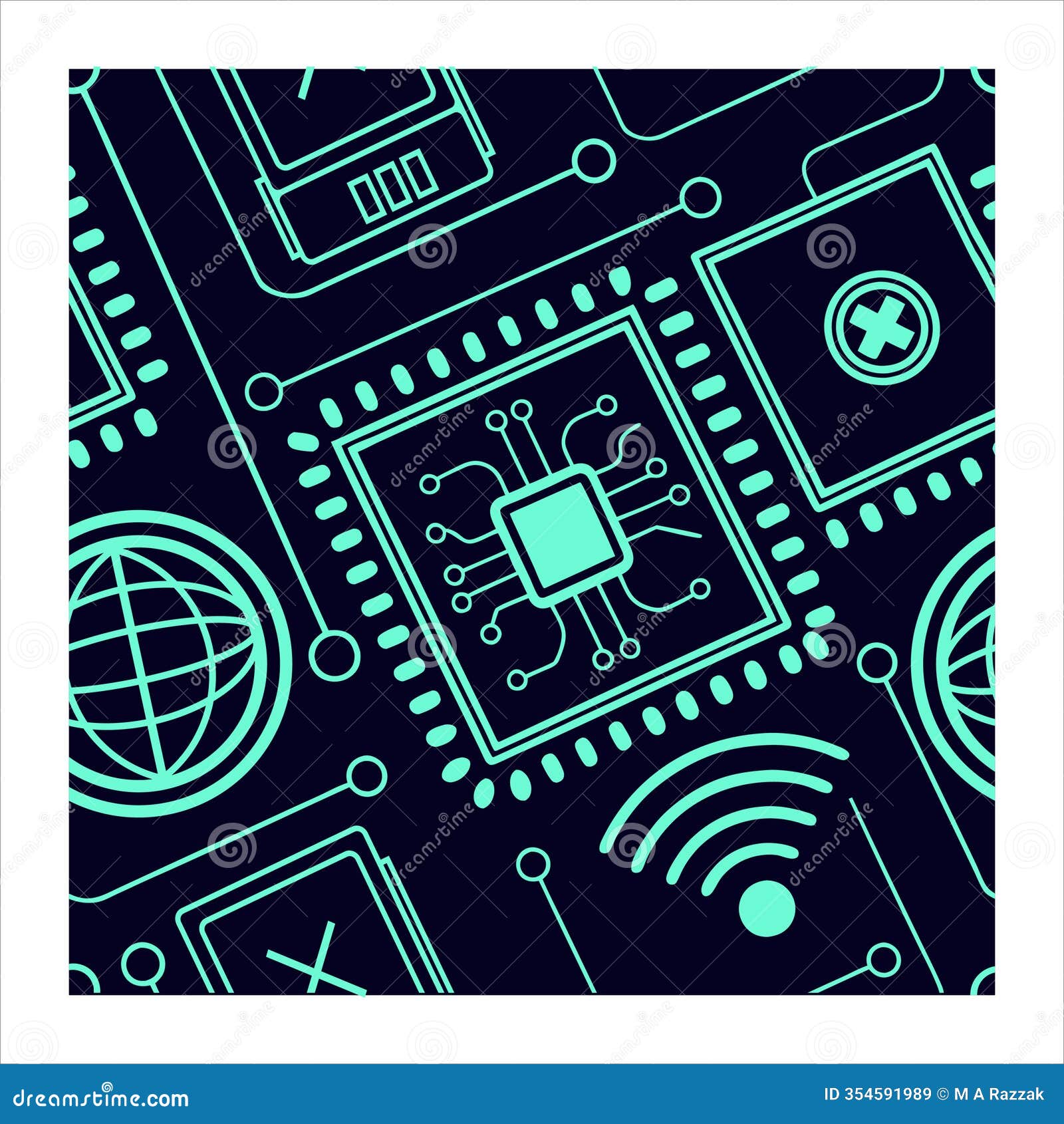 Modern Circuit Board Seamless Patterns for Tech Designs. Stock ...