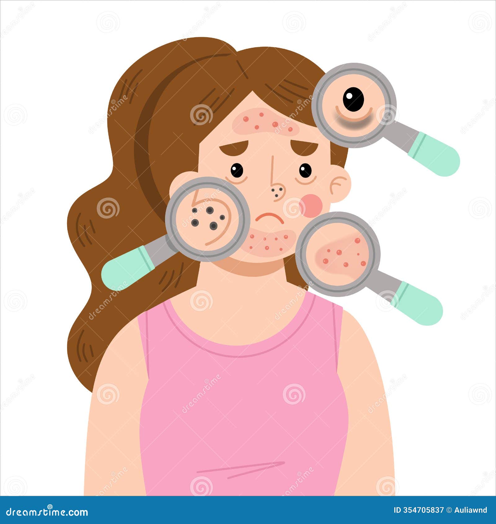 Illustration of a Woman with Skin Problems Stock Illustration ...