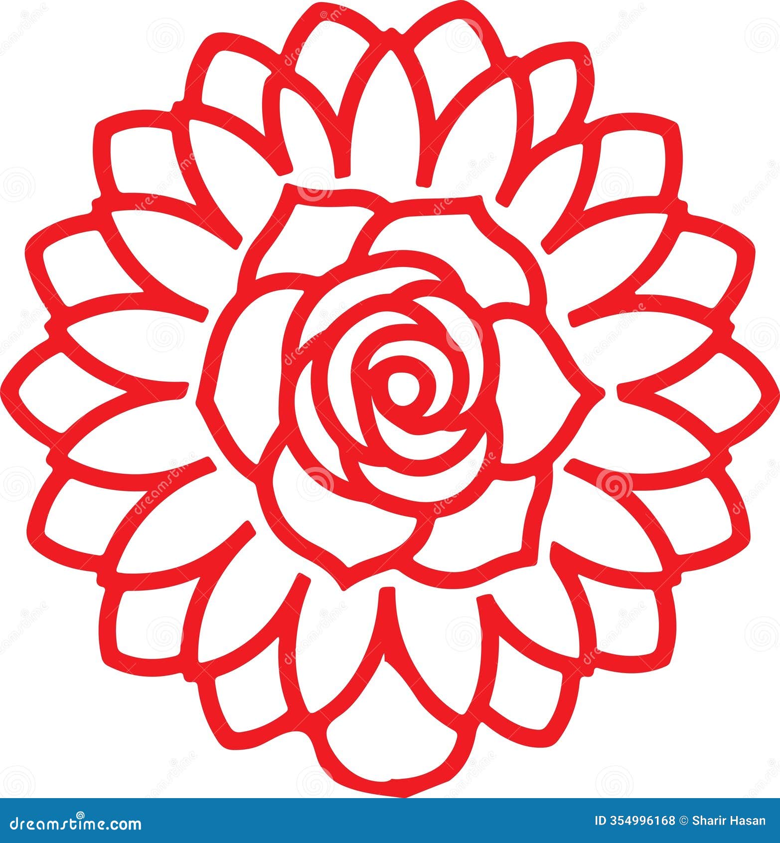 Red Line Art and Mandala Design. Stock Vector - Illustration of ...