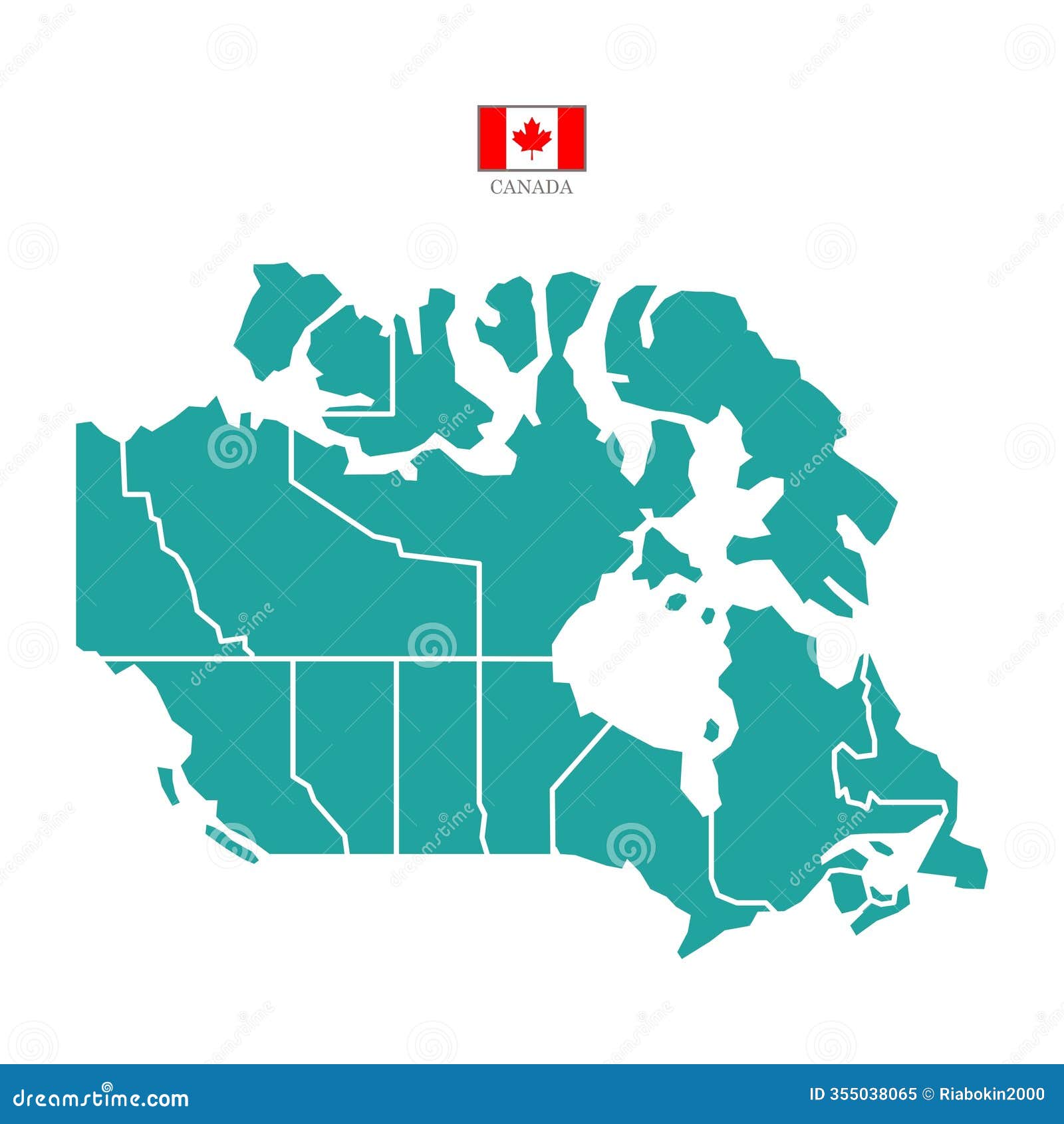 Turquoise Map of Canada with States, Territories and Flag Stock ...