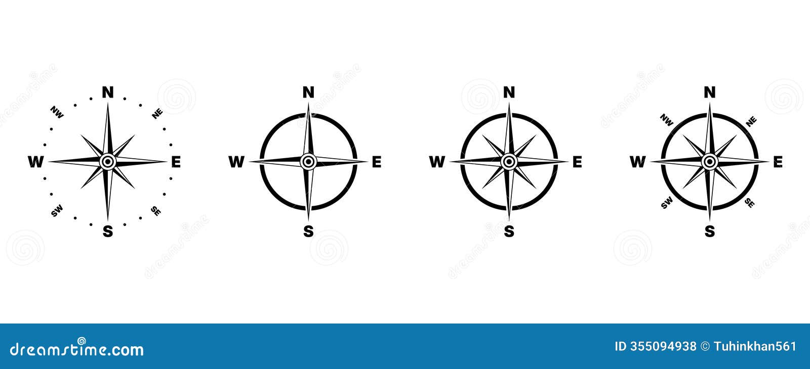 Compass Icons Set. Set of Compass Symbols on White Isolate. Vector ...