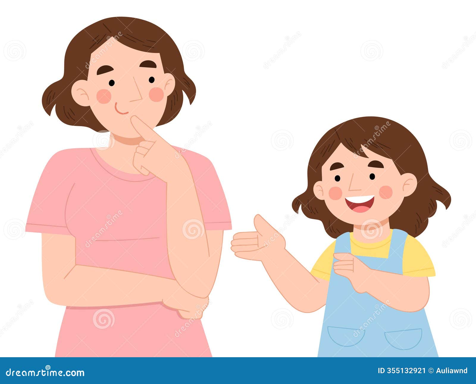 Illustration of Girl Talking Happily with Mother Stock Illustration ...