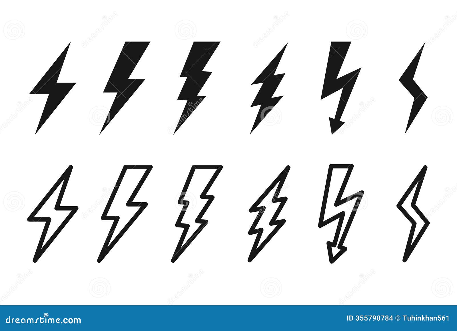 Lightning Icon Set. Electric Sign and Symbol. Power Icon. Energy Sign ...