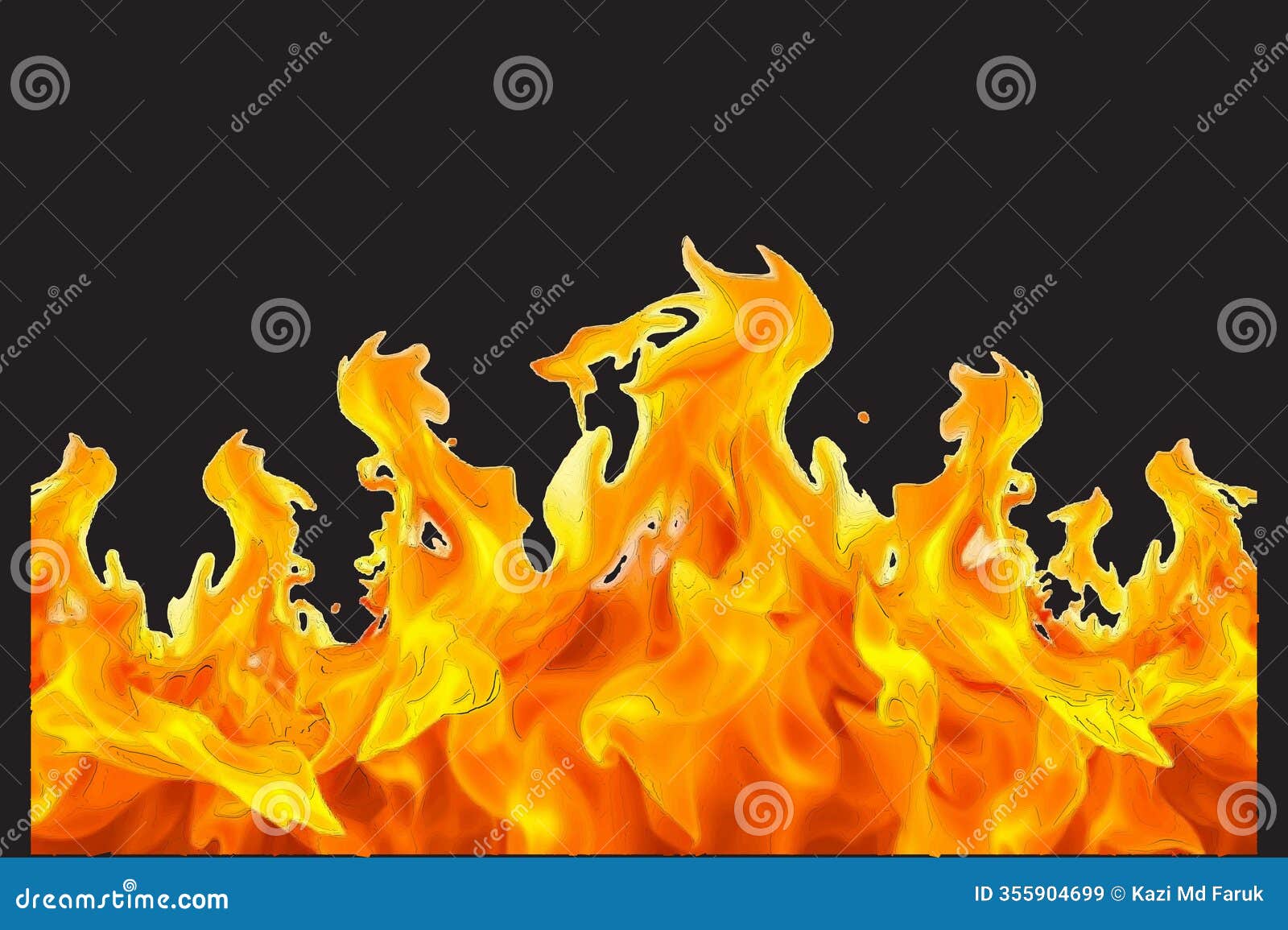 Dynamic Flames and Heat Waves Isolated Vector Illustration on Black ...