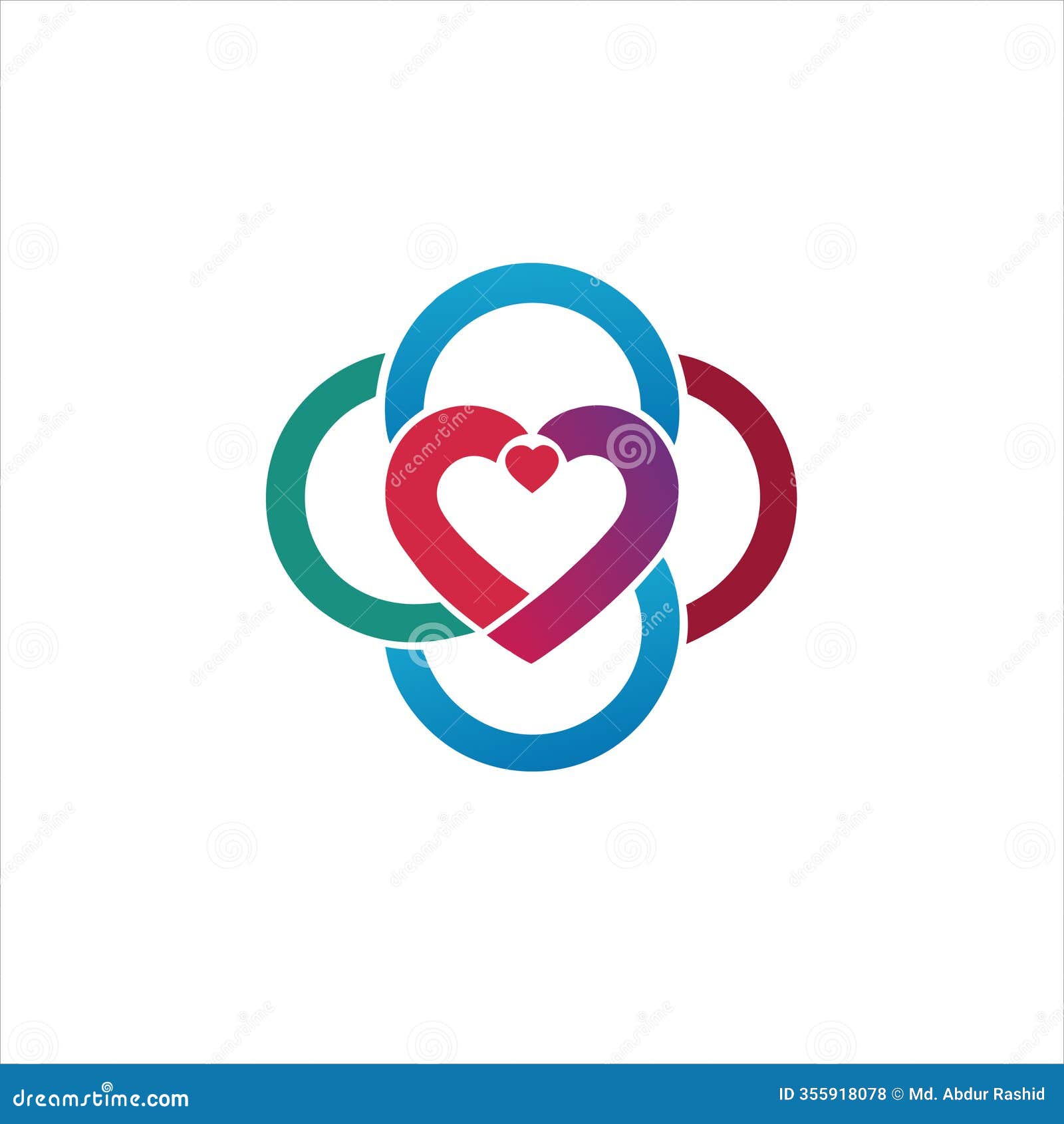 Unified Heart Logo Concepts Vector Line Art and Silhouette Stock Vector ...