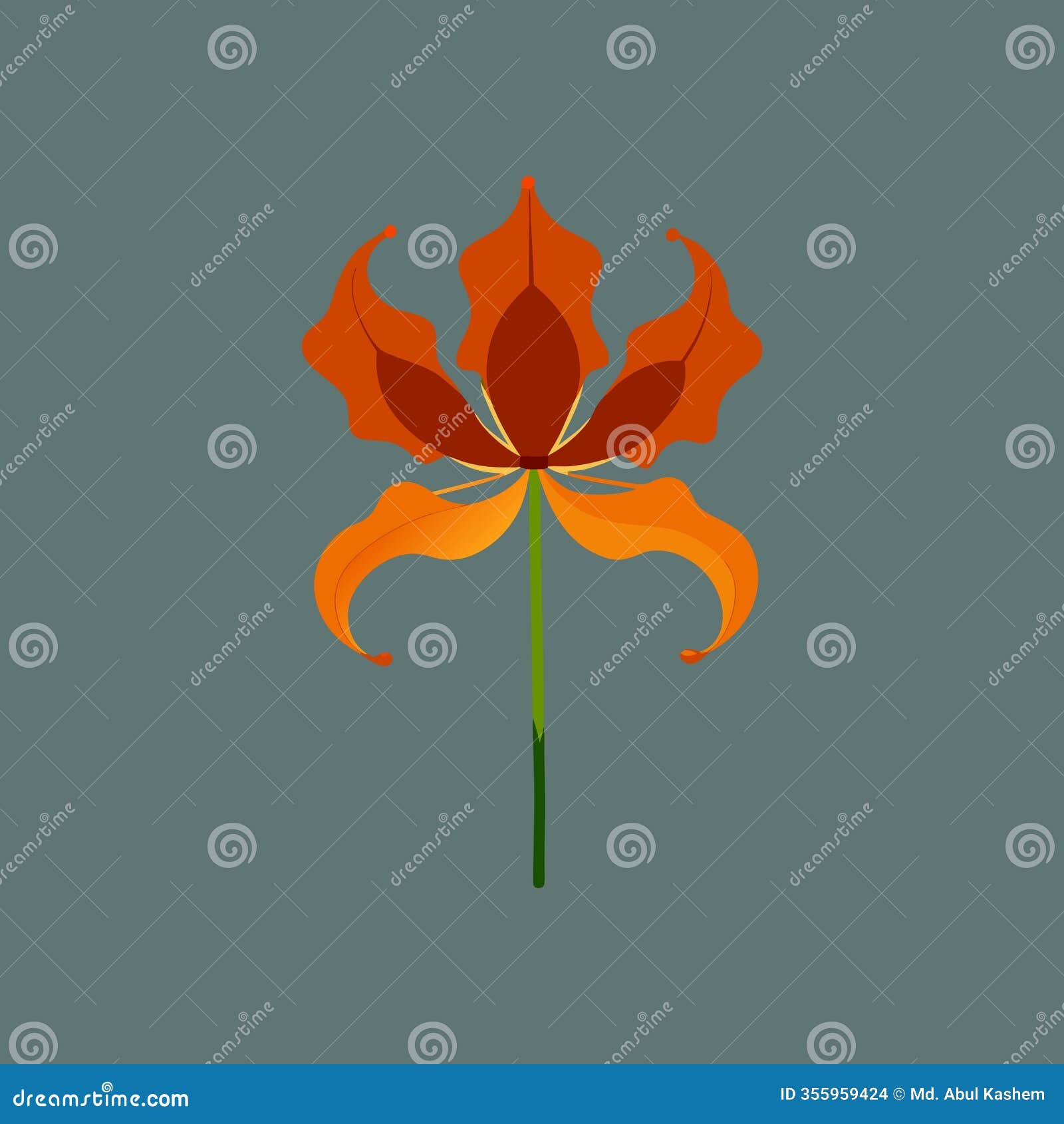 Gloriosa Flower Vector Art Illustration Stock Illustration ...